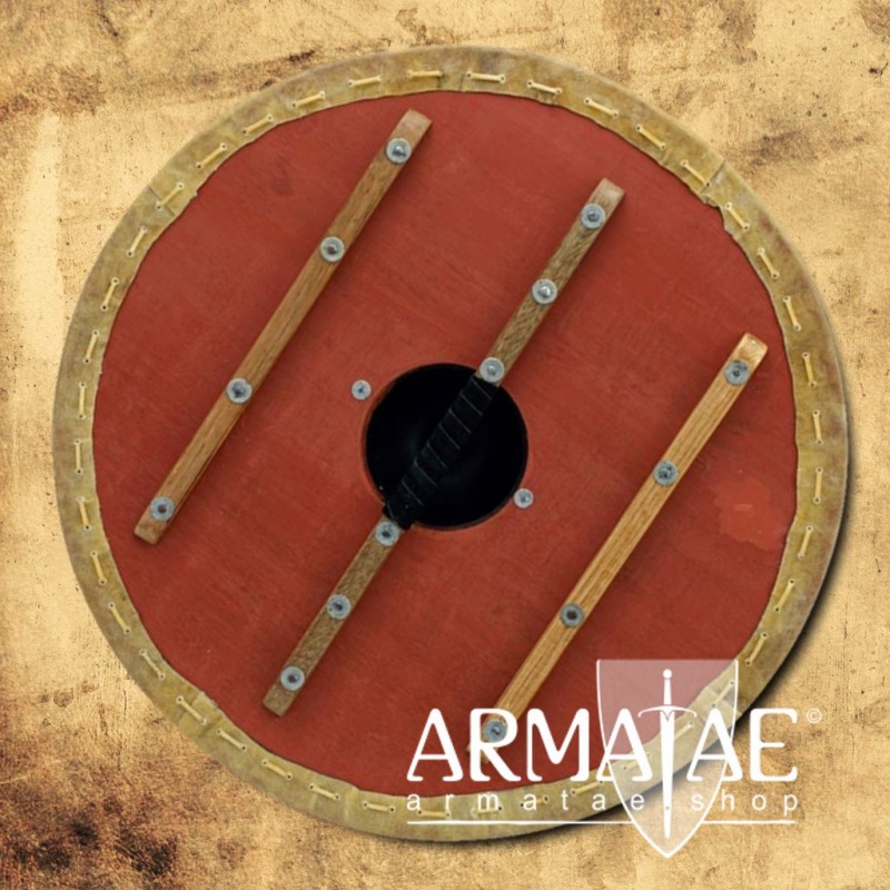 🔶 Wikinger Rundschild Hugin & Munin Holz mit Rohhaut Einfassung