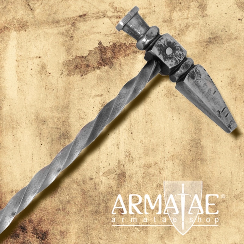 🔳 Spätmittelalterlicher Kriegshammer aus Stahl von Hand geschmiedet